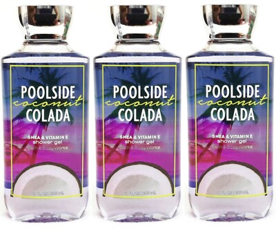 3 Bath Body Works POOLSIDE COCONUT COLADA Body Wash Shower Gel Shea ...