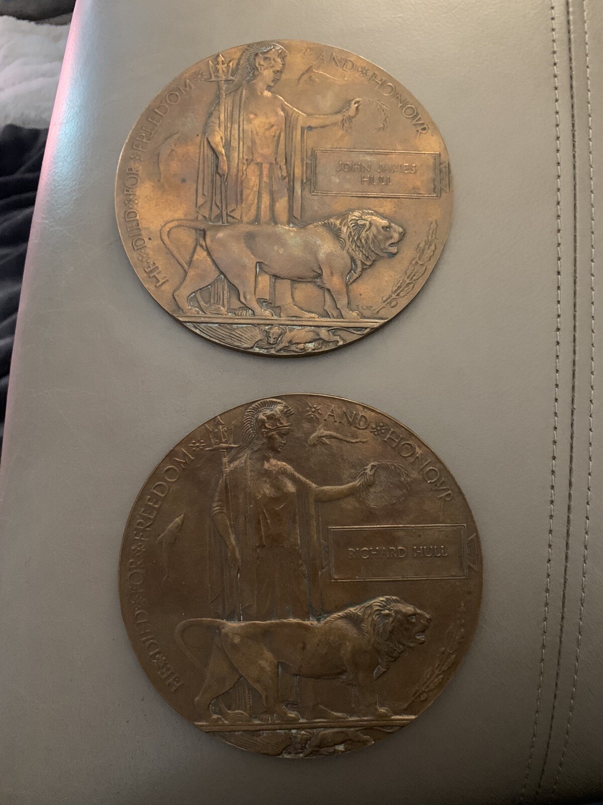 ww1 death penny X 2! BROTHERS JOHN JAMES And RICHARD HULL - RARE ! Plus ...