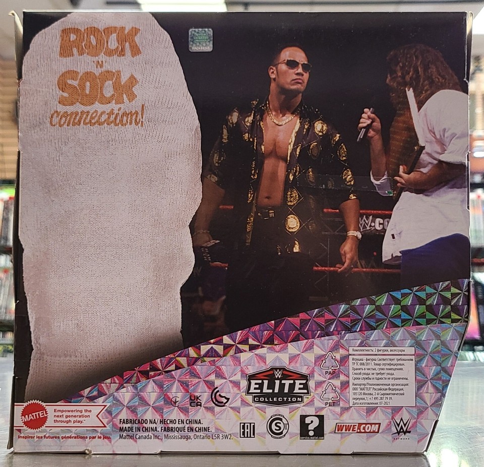 WWE Elite Collection 2-Pack The Rock & Mankind Rock and Sock Connection ...
