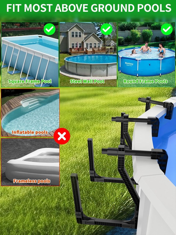 POEPRH Solar Cover Holder, Adjustable Solar Saddle Pool Cover Holder U ...