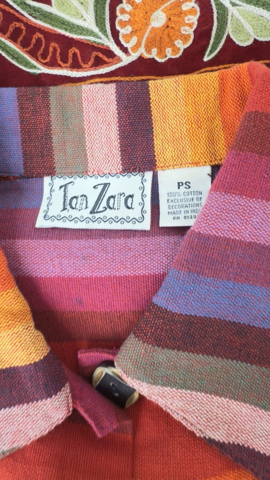 Vintage Tan Zara Serape Western Stripe Floral Embroidered Jacket S | eBay