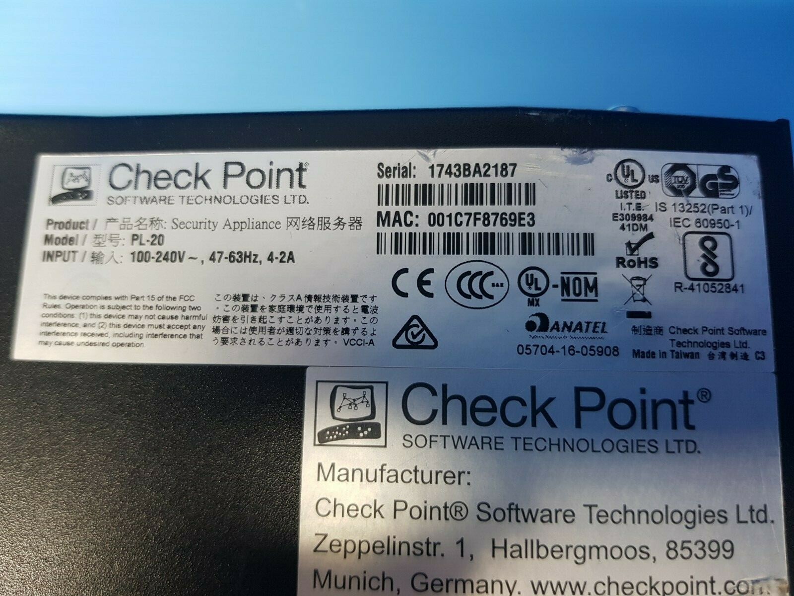 Checkpoint 5600 Security Gateway Appliance Firewall Rackmount PL-20 1x ...