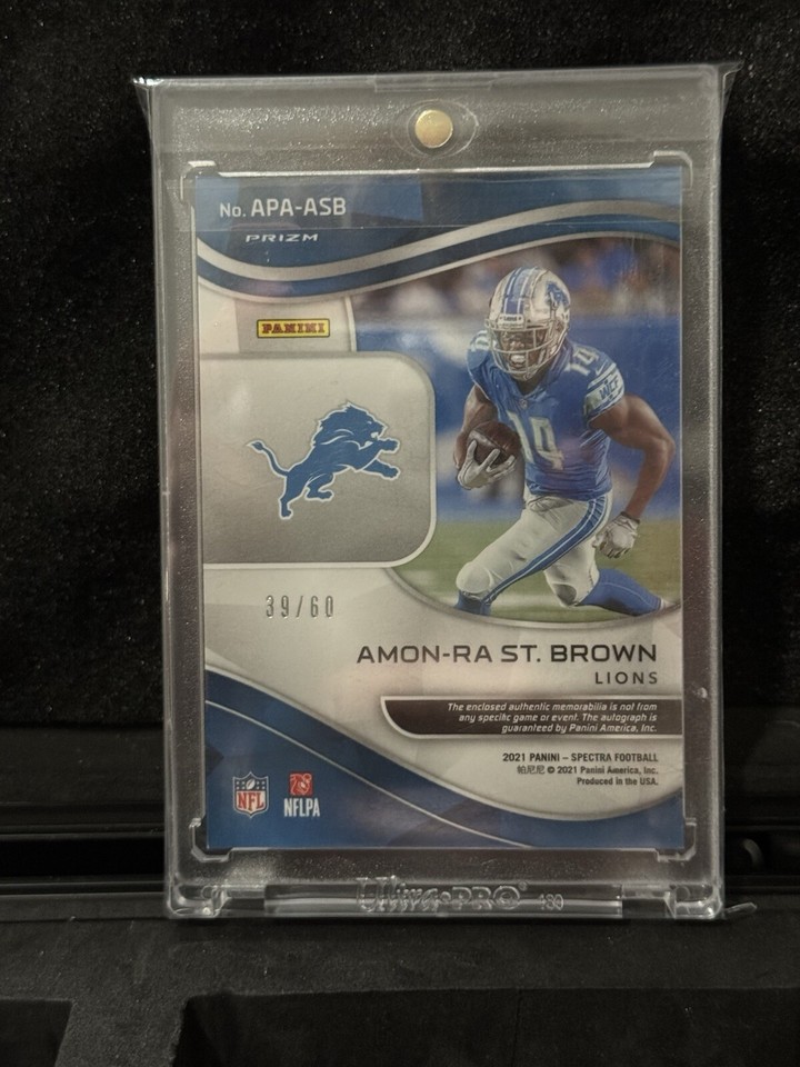 2021 Panini Spectra Amon-Ra St Brown Aspiring RPA /60 SSP Lions Patch ...