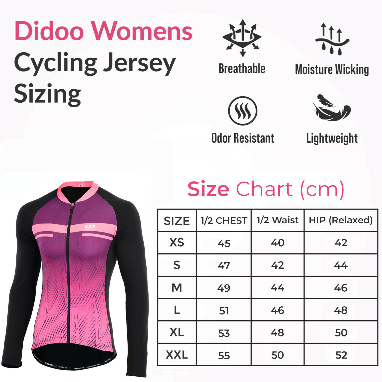 DIDOO Women Cycling Jersey Full Sleeve Bicycle Winter Racing Full ...