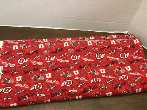 Utah Utes Fabric 2 Yards by 44” Sykel Ent. Pattern UTA 1178 Football | eBay