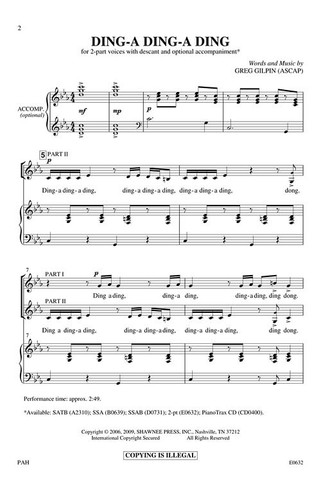 Ding-a Ding-a Ding 2-Part Sheet Music | eBay