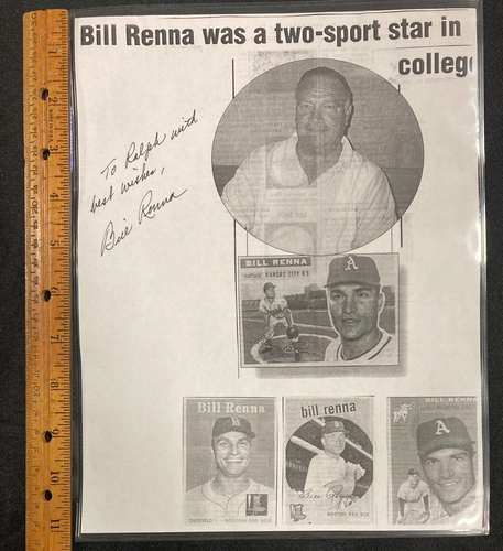 Vintage MLB Baseball player Bill Renna hand signed item w/coa jsa ...
