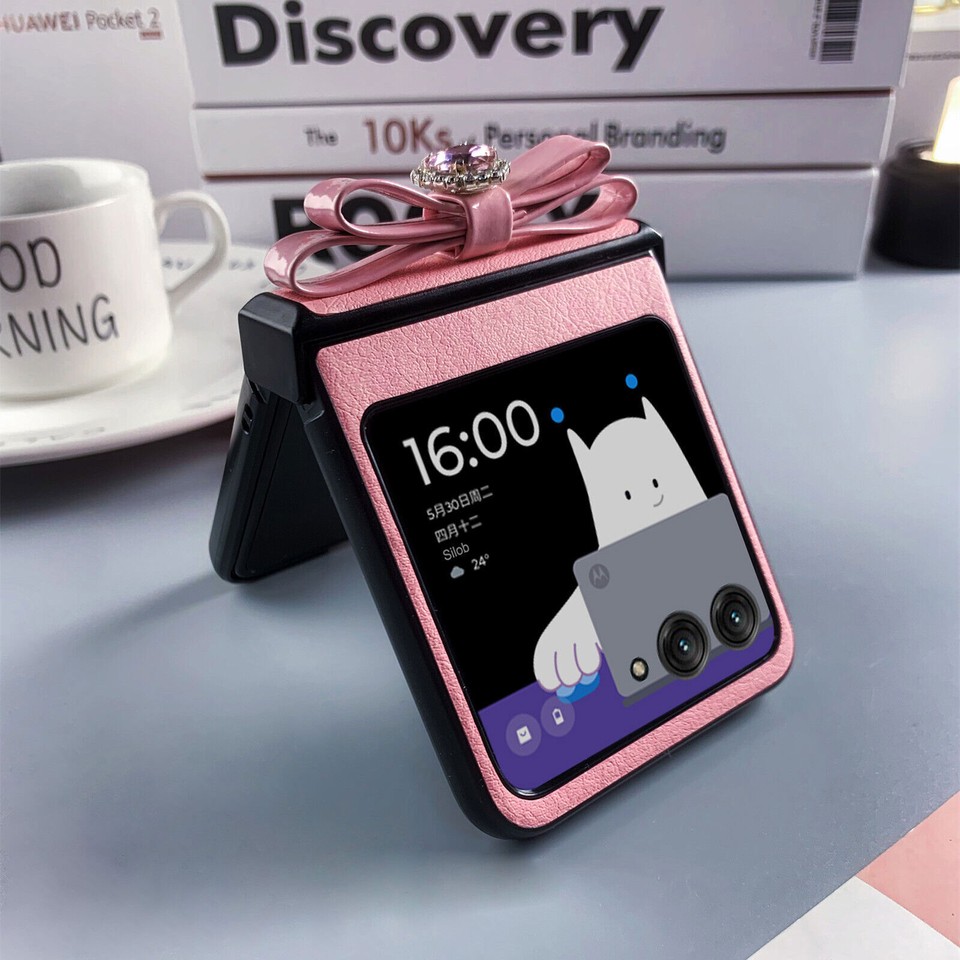 Bowknot Leather Hinge Case Bracelet For Motorola Razr+2025 2024 60/50 ...