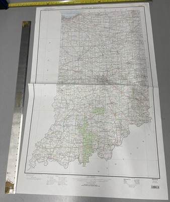 Large USGS Indiana State Map Poster Topographic 27” x 39” Indianapolis ...