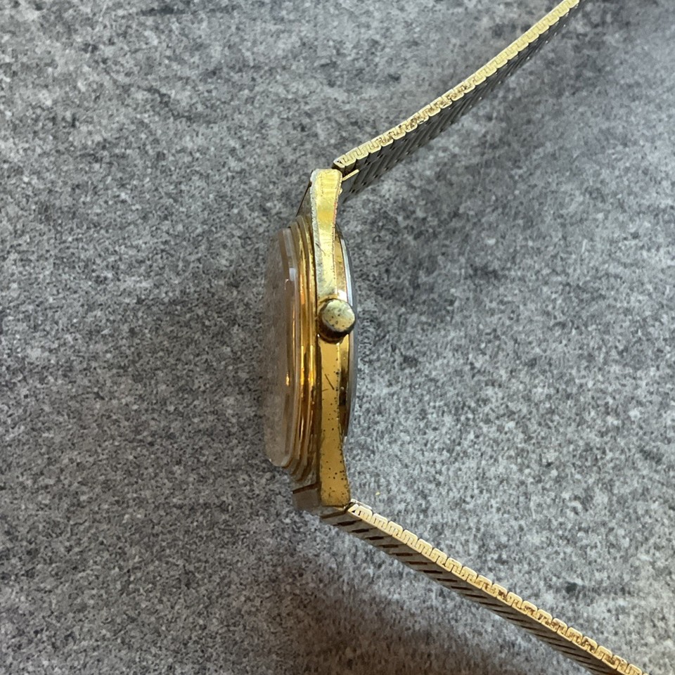 Men's Jules Jurgensen Vintage Quartz Watch 6415 Gold Tone Adjustable Band B-T | eBay