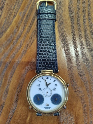 Raymond Weil 3 Time Zone Watch 37mm Quartz 18K Gold Electroplated 9821 ...