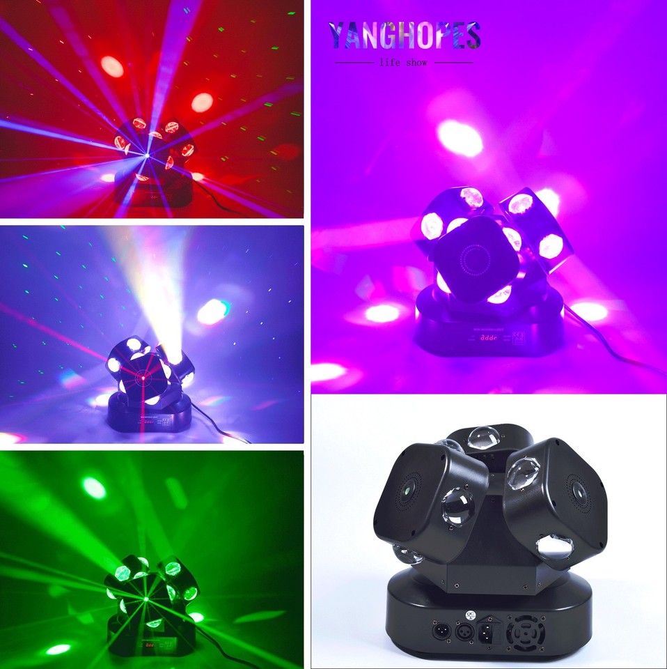 3Head Moving Head DJ Light 12LEDs Rotating Beam Stage Lights Pinspot ...