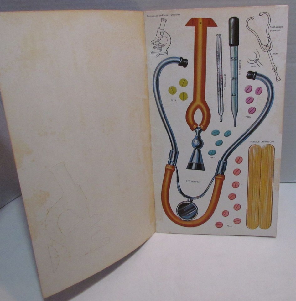 1962 Dr Kildare Junior Doctor Kit Golden Funtime Punch-Out Book, UNUSED ...