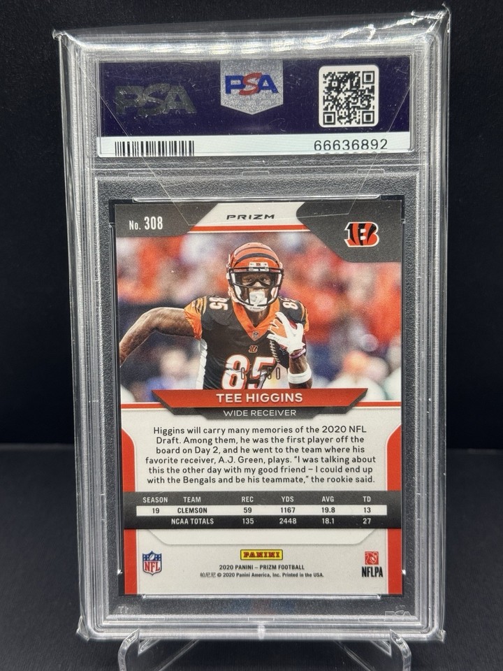 2020 Panini Prizm No Huddle Red Prizm /50 Tee Higgins #308 PSA 9 | eBay