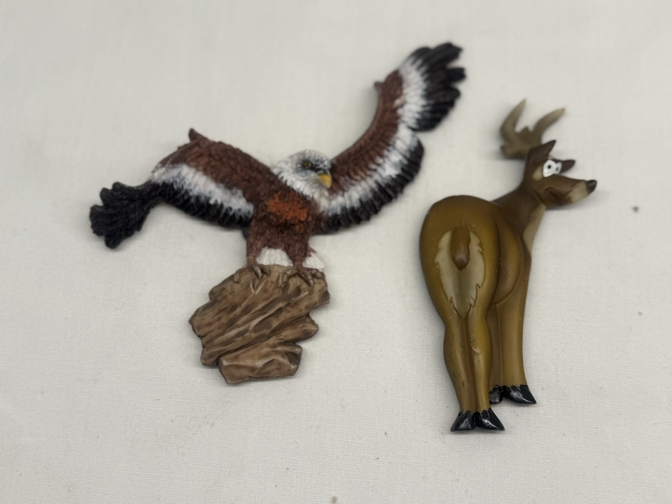 Lot of 16 Large resin animal magnets 3 -5” birds, deer, bear, wild ...