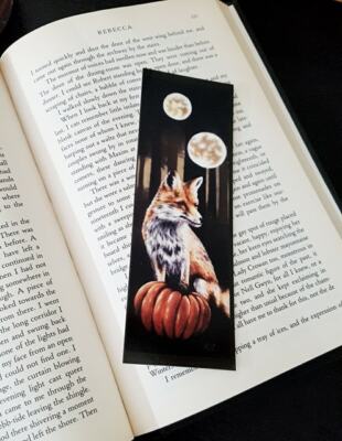 Fox Fall Bookmark - Pumpkin Spooky Time - Surreal Bookmark - Original ...