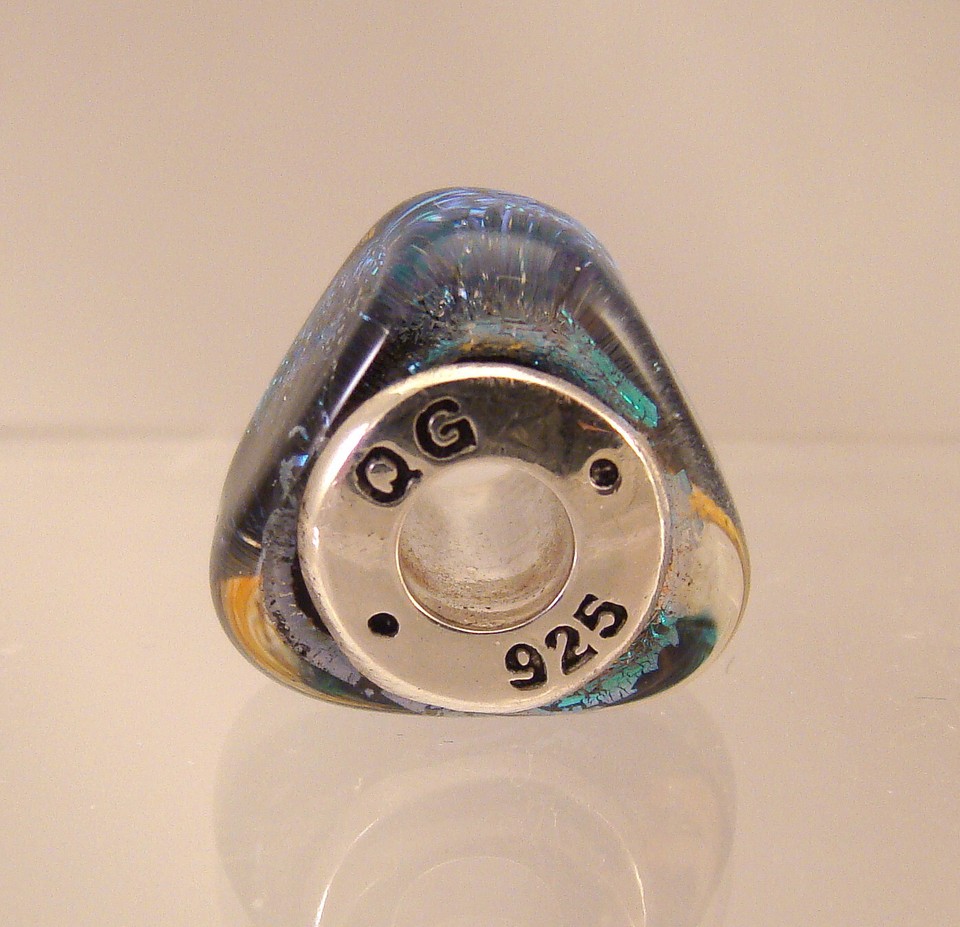 Reflection Beads OG Sterling Turquoise Blue Triangle Dichroic Glass ...