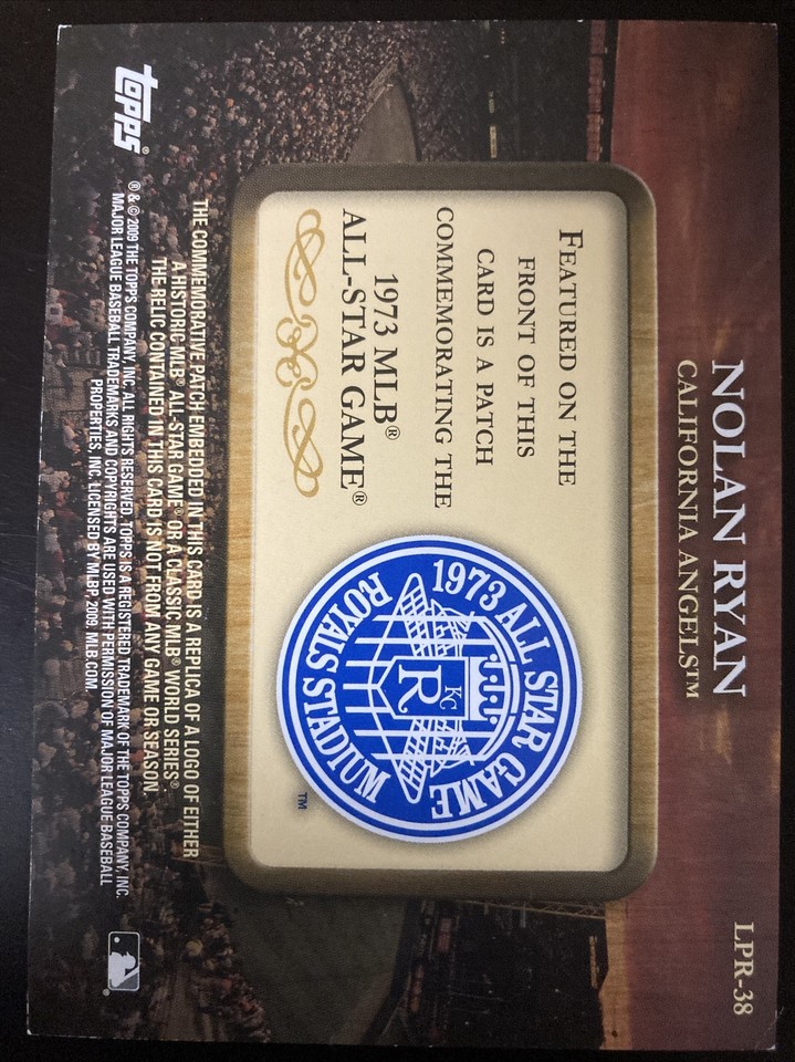 Nolan Ryan 2009 Topps MLB All-Star Game Commemorative Patch Card #lpr ...