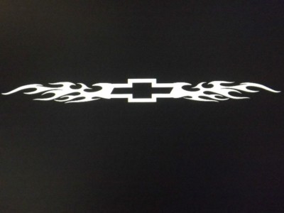 (1x) fits Chevy Bowtie Flames Vinyl Decal Sticker tribal banner ...