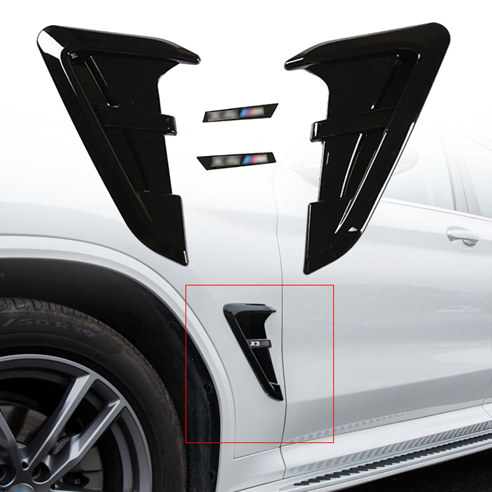 For BMW X3 X3M G01 2018-2022 Black Side Wing Fender Air Guide Vents ...