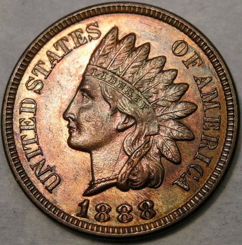 1888/88 MPD INDIAN HEAD CENT/PENNY GORGEOUS RARE RE PUNCHED DATE SNOW ...