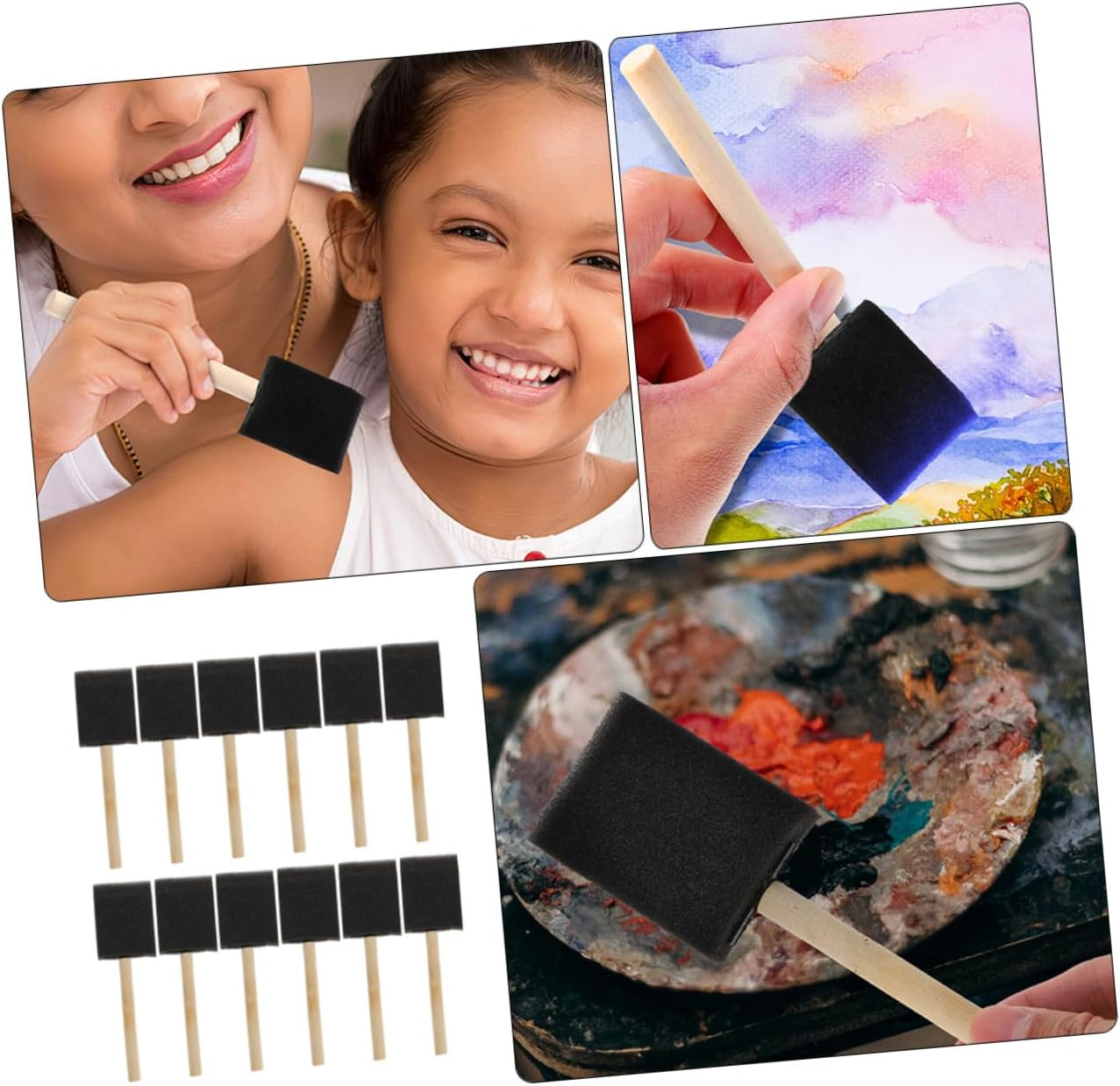 36 Pcs Sponge Brush Painting Tools Painting Craft Sponges Kids Painting ...