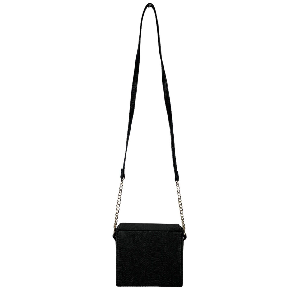 New Look Black Box Purse Bag with Gold Chain Crossbody Shoulder ...