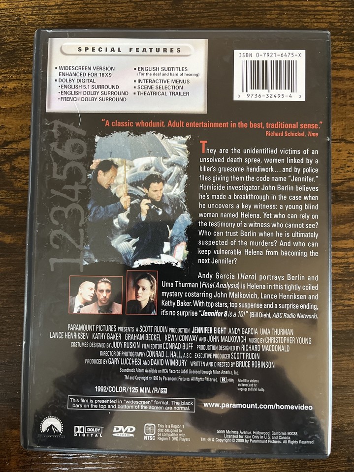 Jennifer 8 (Widescreen Edition) - DVD - Andy Garcia, Uma Thurman ...