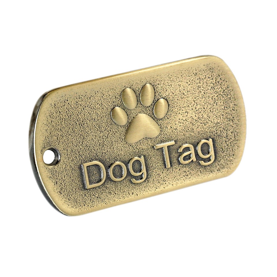 Custom Dog Tags Personalised Engraved Dog Name ID Tags Retro Gold Tags ...