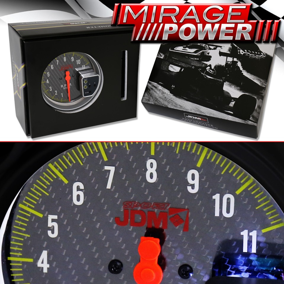 5" Carbon Fiber Face Programmable Tachometer 11K RPM Tach Gauge w ...