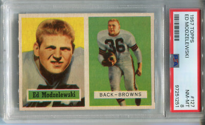 1957 Topps #127 Ed Modzelewski PSA 8 NM-MT *Key Card* Cleveland Browns ...