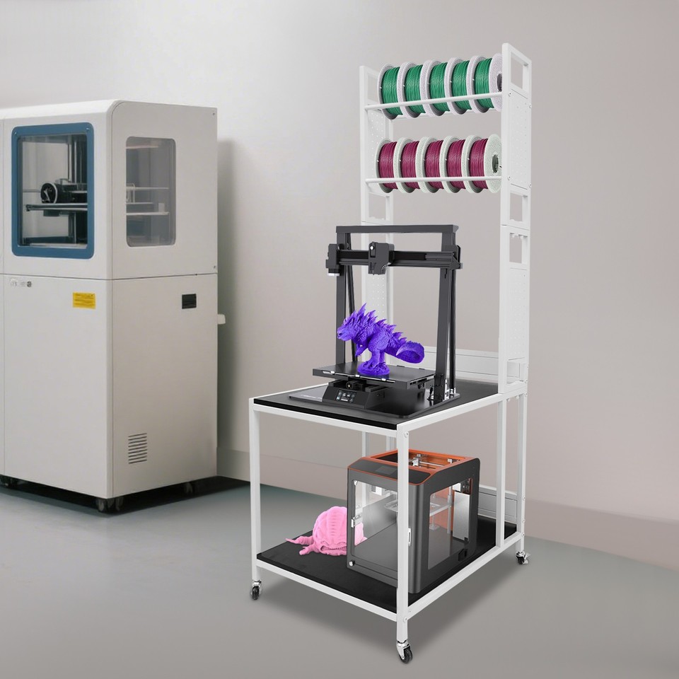 Heavy Duty 3D Printer Stand w/Wheels, 2Tier Mobile Filament Storage ...