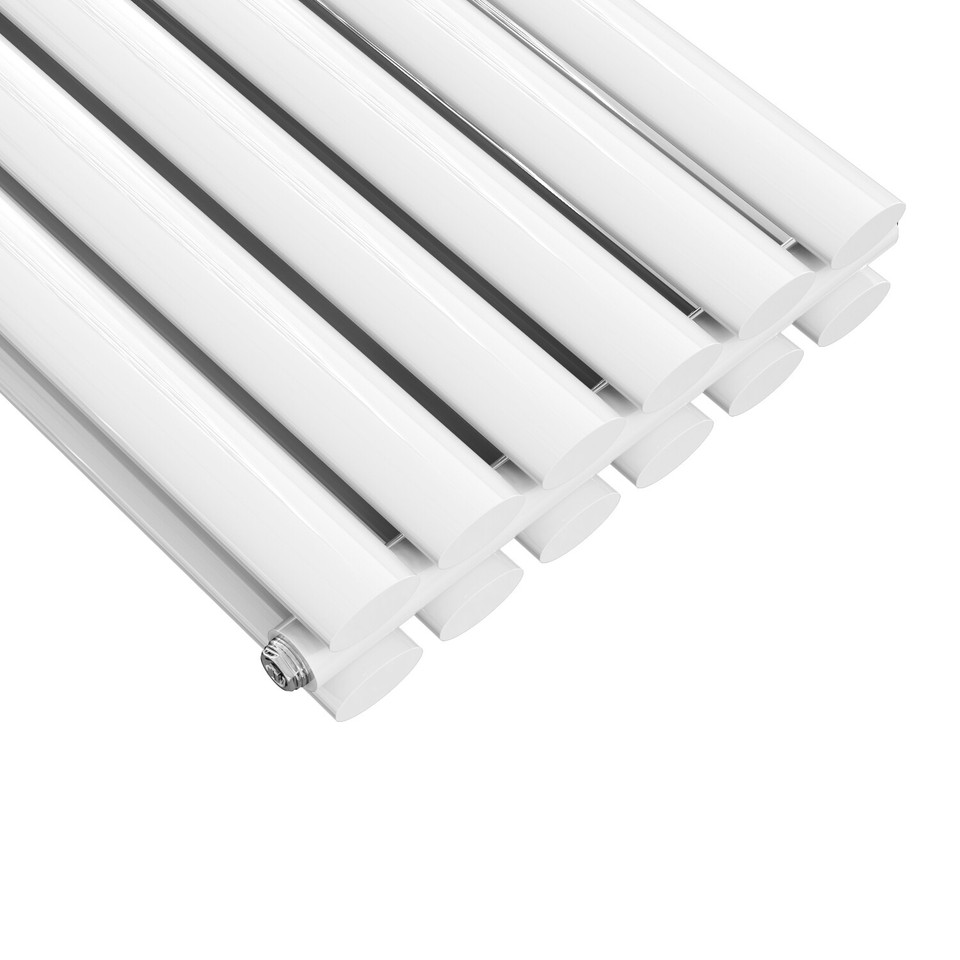 White Vertical Radiator Oval Column Central Heating Tall Upright Rad ...