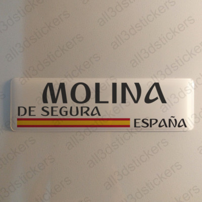 Molina de Segura Spain Sticker 4.70x1.18" Domed Resin 3D Flag Vinyl ...
