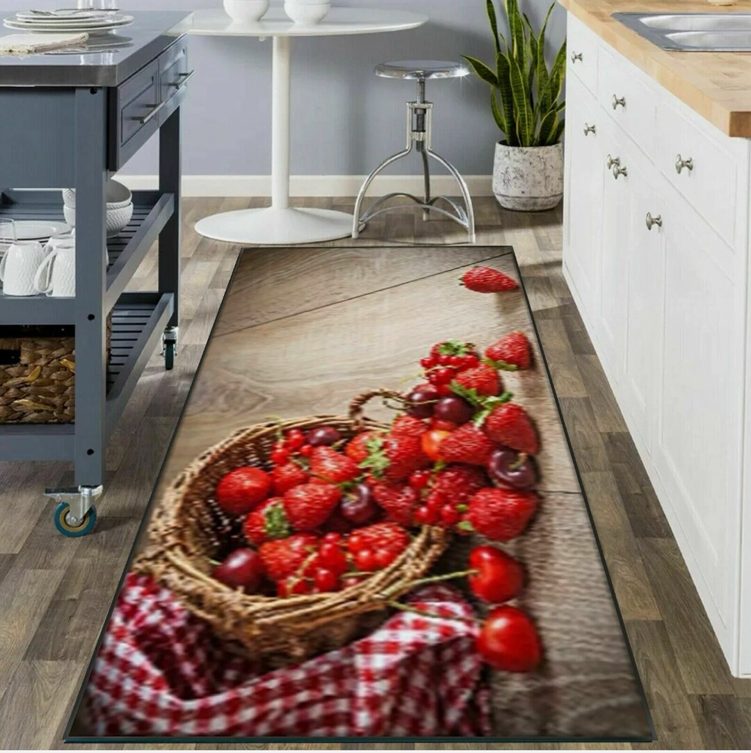 3D Print Fruit Kitchen Mat Washable Rugs Hallway Runner Non Slip Floor ...