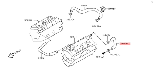 Nissan Genuine OEM Frontier NV Xterra 4.0 Left PCV Hose 11826-ZL80B | eBay
