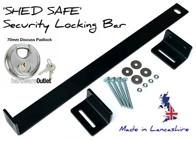 BLACK 'Shed Safe '® SHED Door SECURITY BAR 40 x 5 Doors Window Garage ...