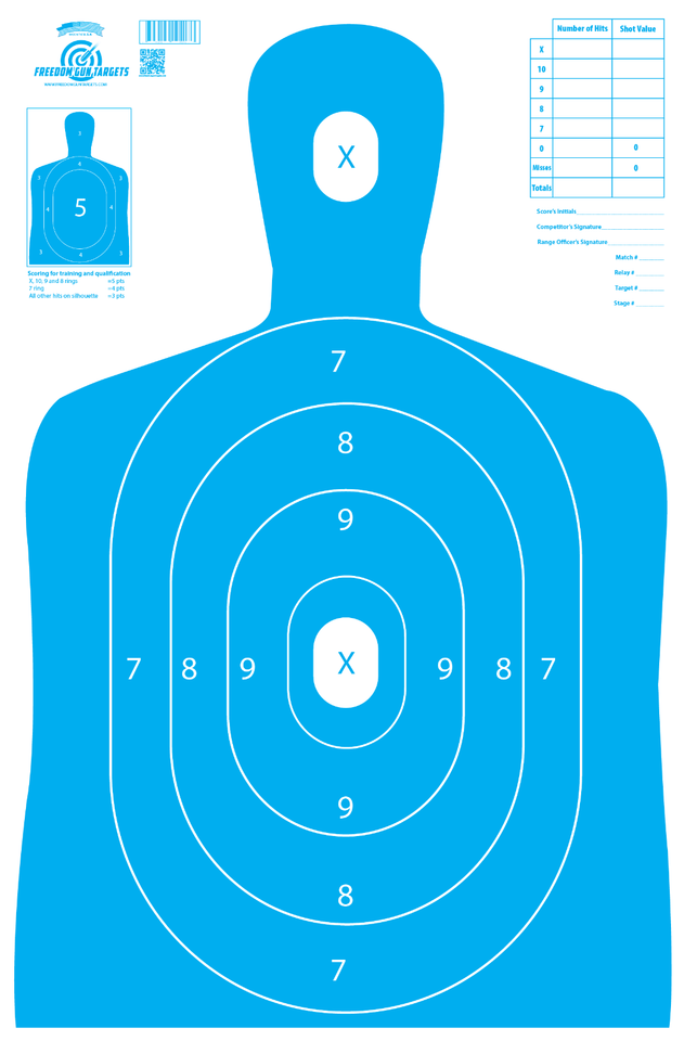 25 Paper Shooting Targets Gun Range Pistol Rifle Handgun Blue ...