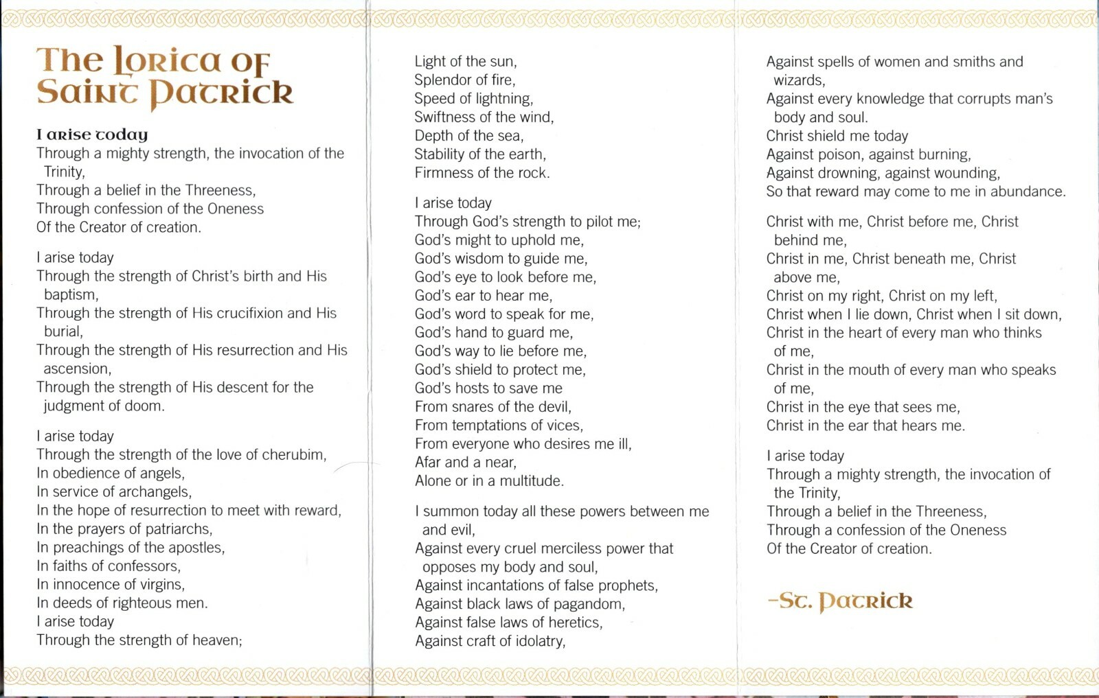 Prayer for Protection: The Lorica of Saint Patrick | eBay