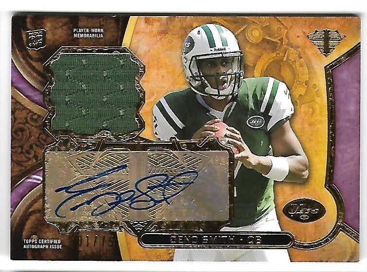 GENO SMITH 2013 TOPPS TRIPLE THREADS AUTO AUTOGRAPH JERSEY RC CARD #1/ ...
