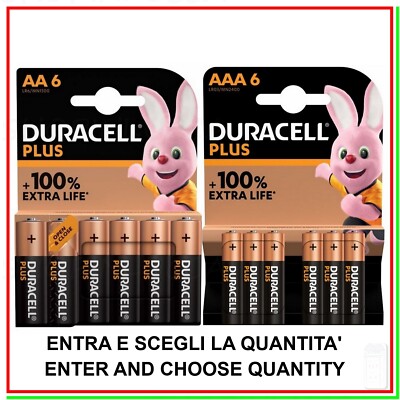 batterie DURACELL PLUS 100% pile AA stilo AAA ministilo alcaline Scadenza 2032!! | eBay