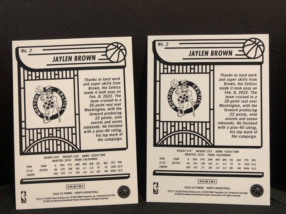 2022-23 Panini Hoops Purple /Base Parallel Jaylin Brown #2 Boston ...