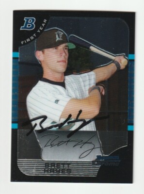 Brett Hayes Signed 2005 Bowman Draft Chrome Card Auto RC Marlins ...
