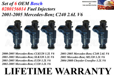 Genuine Bosch Set of 6 Fuel Injectors For 2001-2005 Mercedes-Benz C240 ...