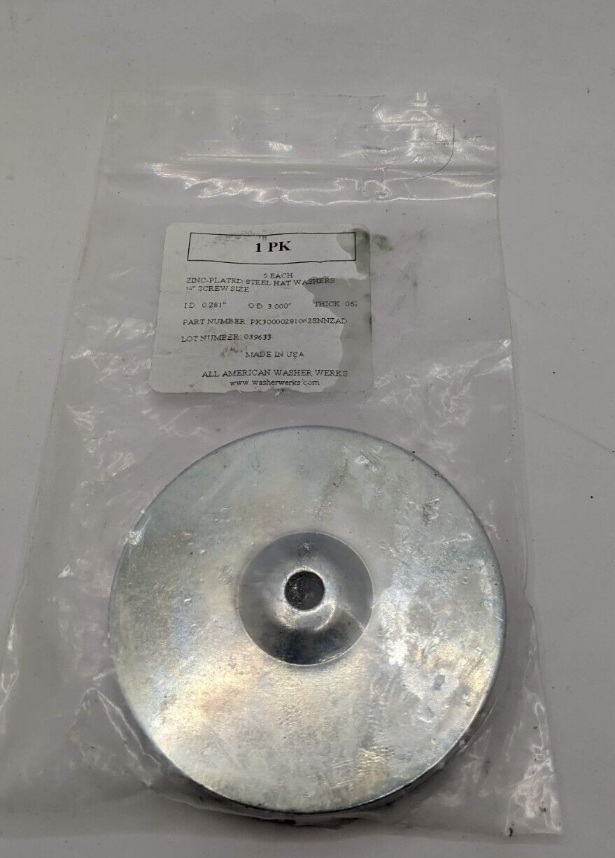 5 Pack Of Zinc- Plated Steel Hat Washers 1/4 Screw Size | eBay