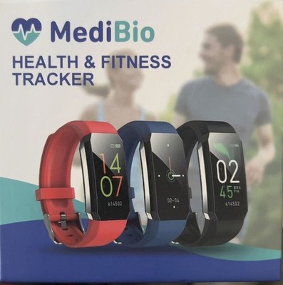 MediBio Health & Fitness Tracker Black Band Watch Heart sleep walking ...