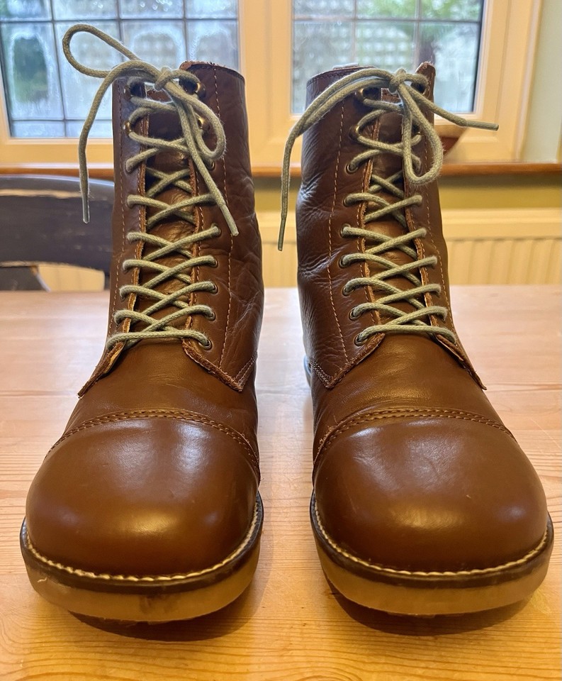 Gudrun Sjödén Green Leather Ankle Boots, Size 39 UK 6, Low Heel, Lace ...