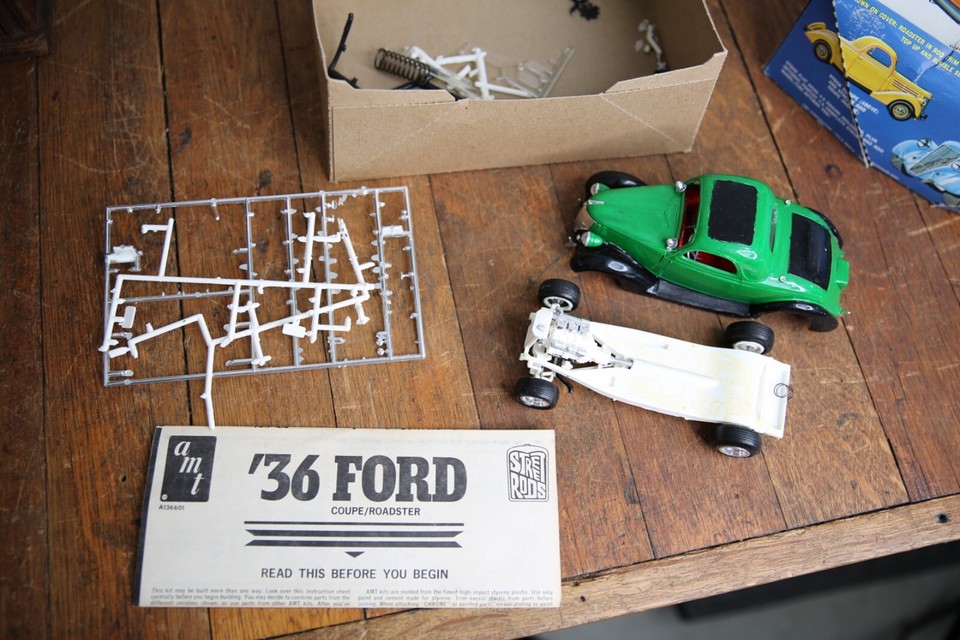 1973 AMT '36 Ford Coupe Roadster Model Car Kit built junkyard box No ...