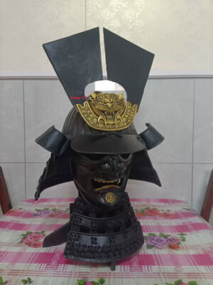 1:1 Wearable Japanese Armor Samurai Warrior Helmet Cosplay Black Full ...