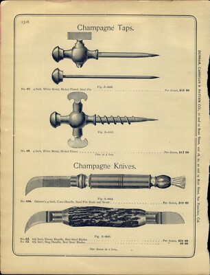 1890s PAPER AD Antique Champagne Tap Knife Knives | eBay